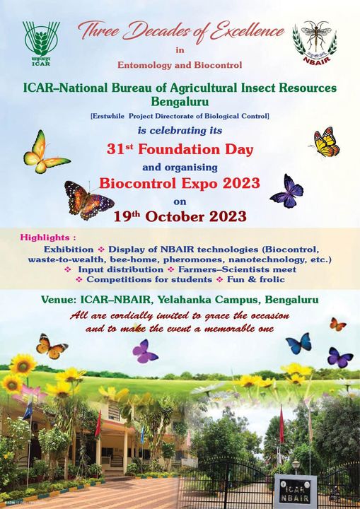 ICAR-NBAIR organising Biocontrol Expo 2023 on 19-10-2023 at ICAR-NBAIR ...